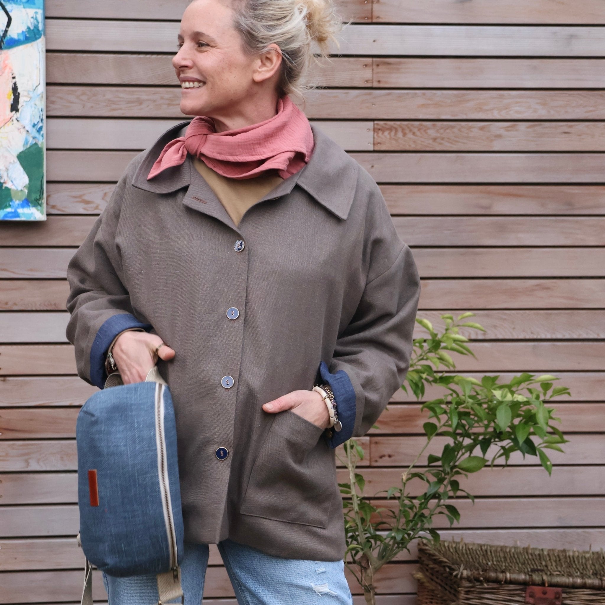 Veste Kaï en lin chocolat – Quintessence
