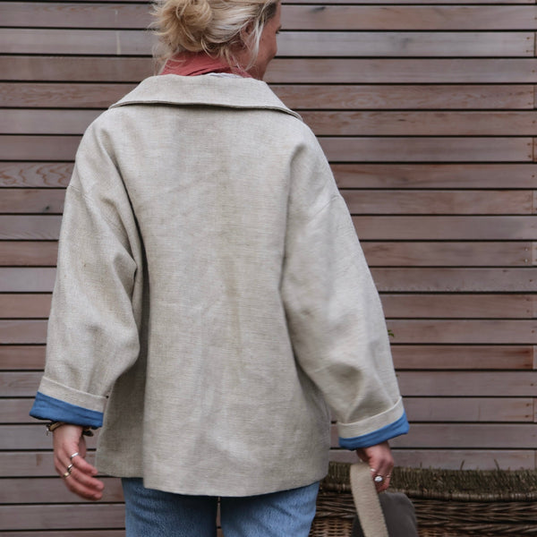 Veste Kaï en lin naturel/ivoire – Quintessence